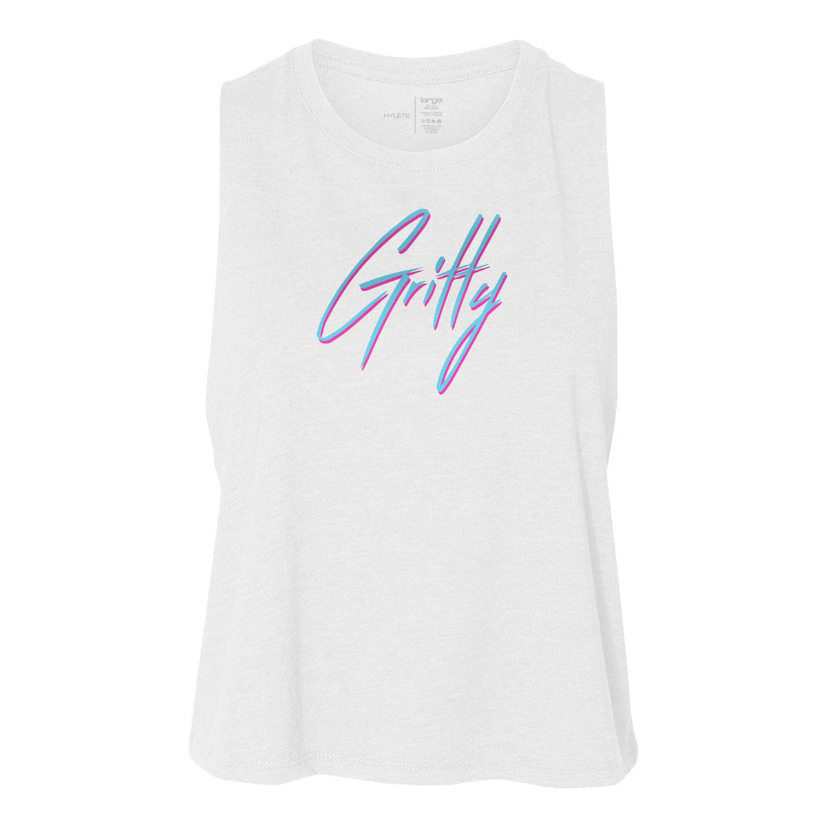 HYLETE Gritty Crop Tank (White/Blue) – Flexfit