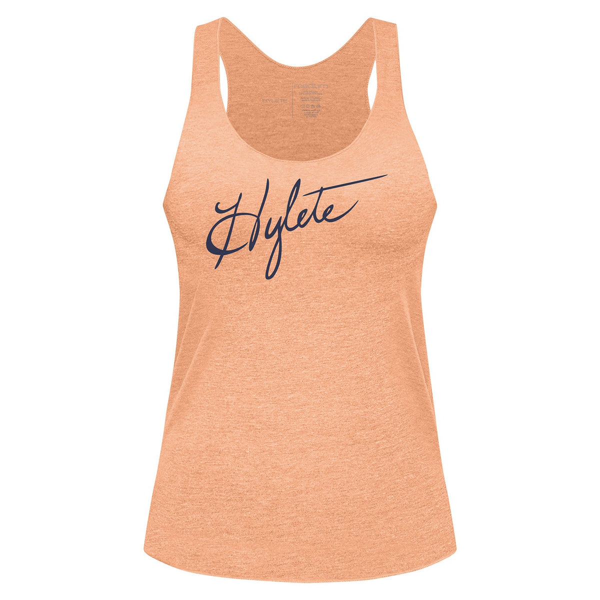 HYLETE Womens Script tri-blend tank (Vintage Peach/Blue) – Flexfit